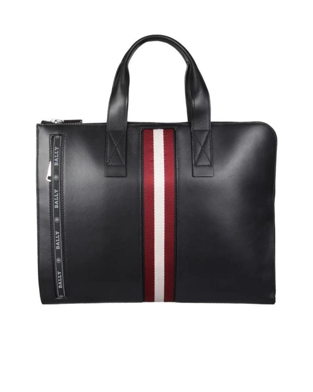 Bally Logo Stripe Detailed Business Bag in Black for Men | Lyst