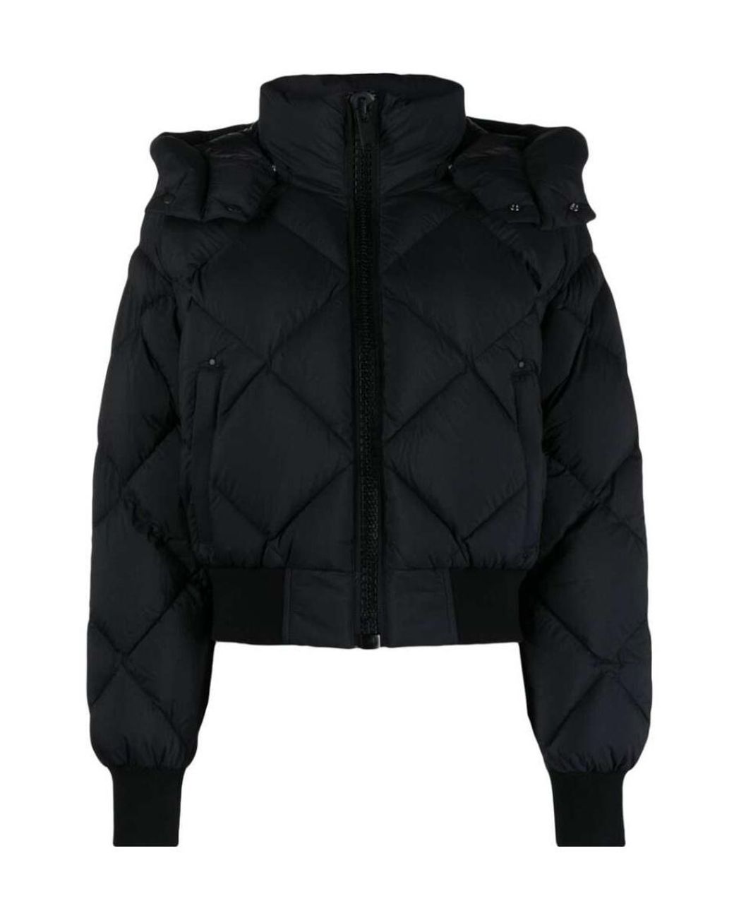 Moose Knuckles Diamond-Quilted Hooded Puffer Jacket in Black | Lyst