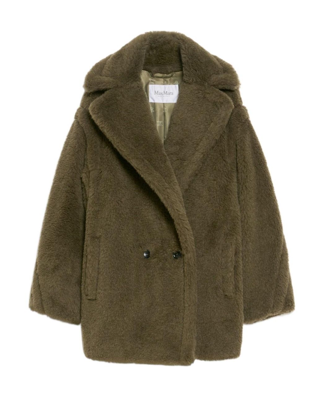 Max Mara Wool Short Teddy Bear Icon Coat in Green | Lyst