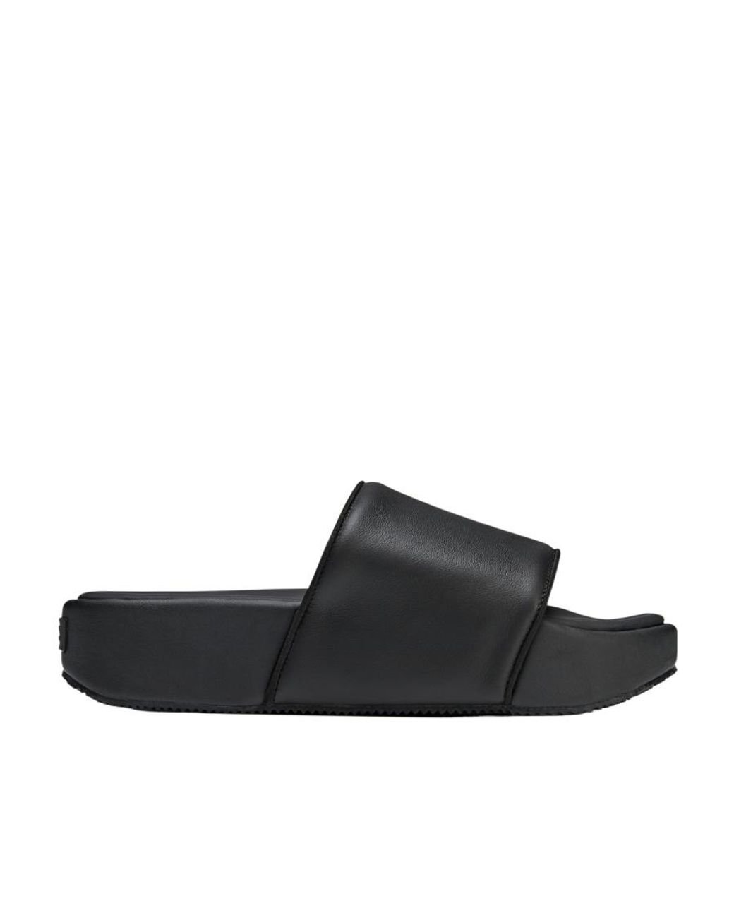 Y-3 Plain Leather Slides in Black for Men | Lyst
