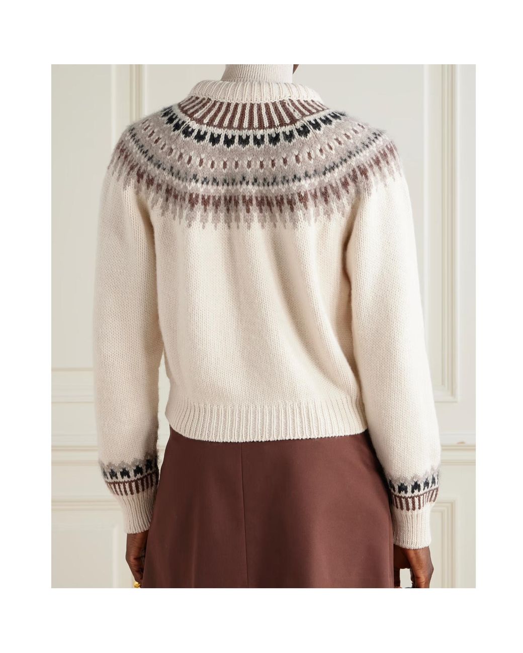 Doen Clarke Fair Isle Wool-Blend Cardigan in Natural | Lyst