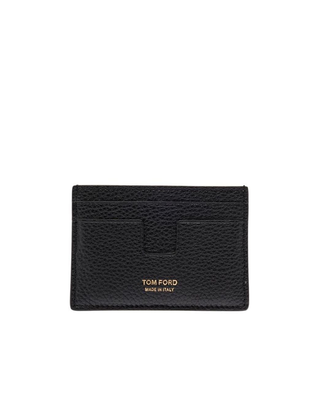 Tom Ford T Line Grain Card Holder in Black for Men | Lyst