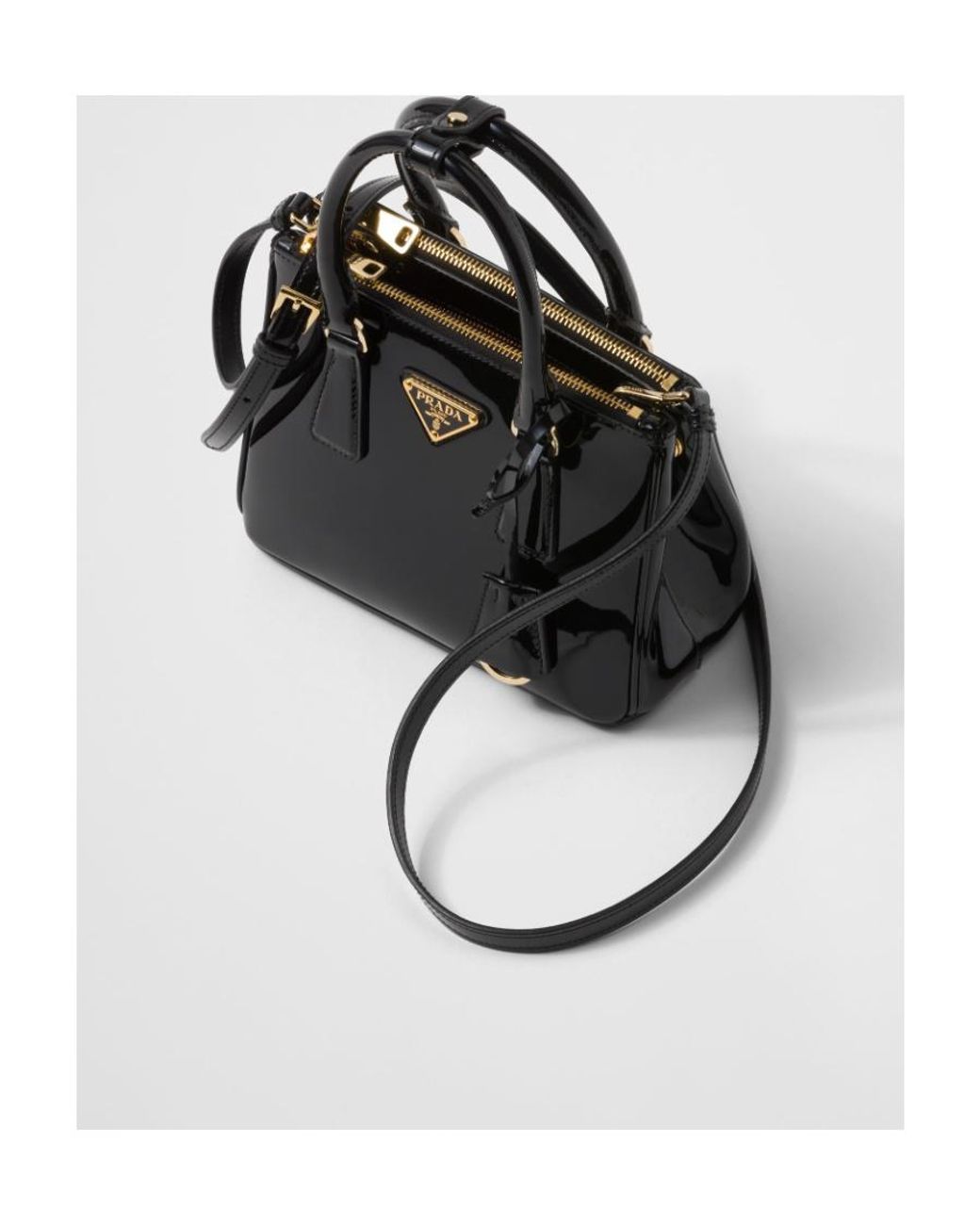 Prada Galleria Triangle-Logo Mini Handbag in Black | Lyst