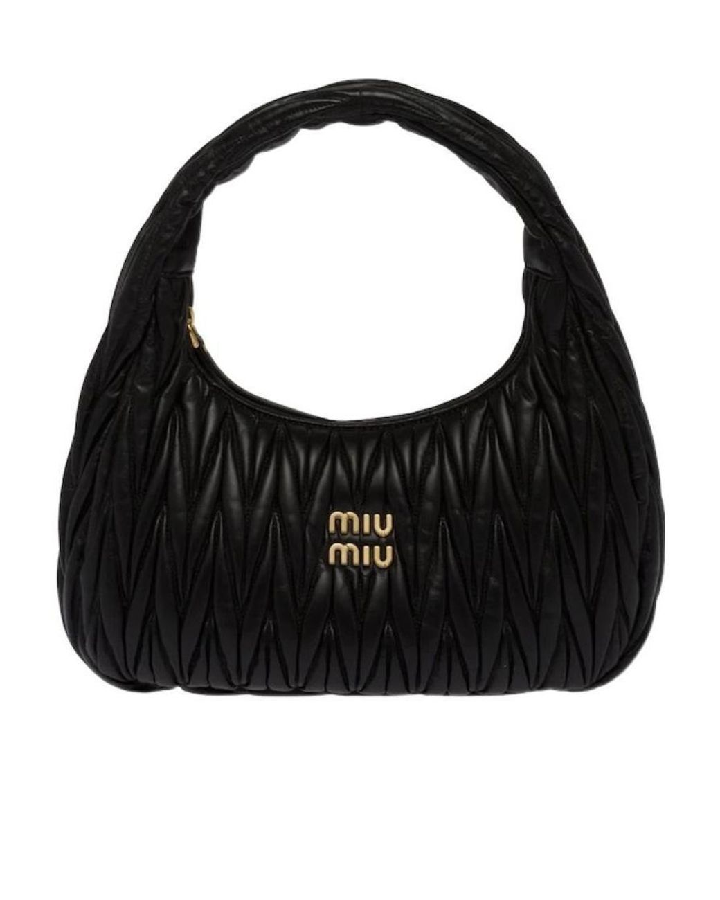 Miu Miu Wander Matelassé Hobo Bag in Black | Lyst