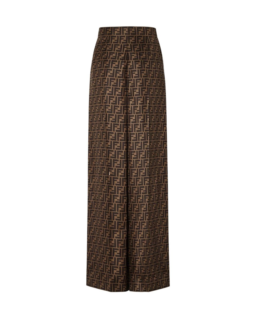 Fendi Ff Motif Wide Leg Trousers in Brown | Lyst
