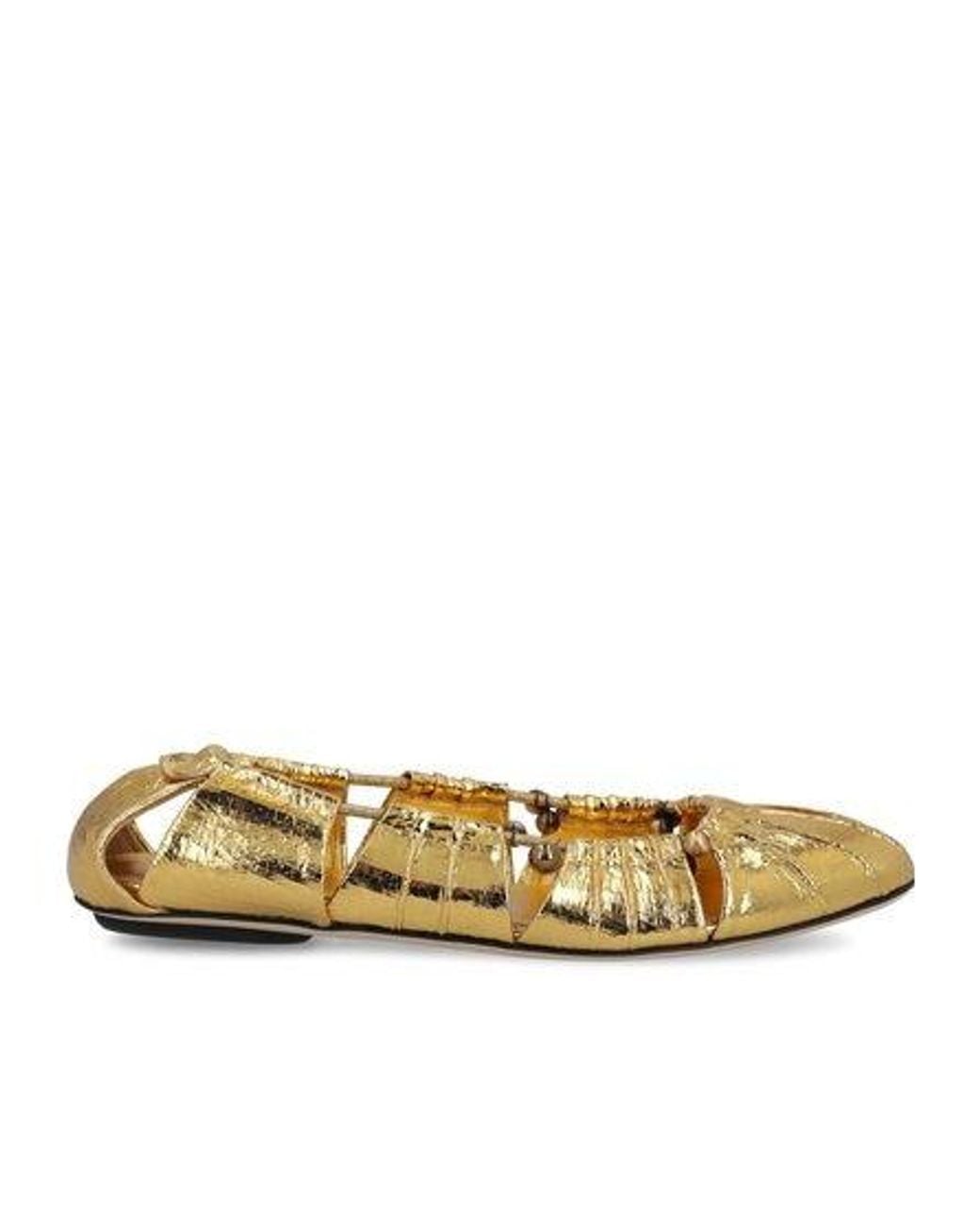 Chloé Chlo Luna Cut-Out Metallic Ballet Flats | Lyst