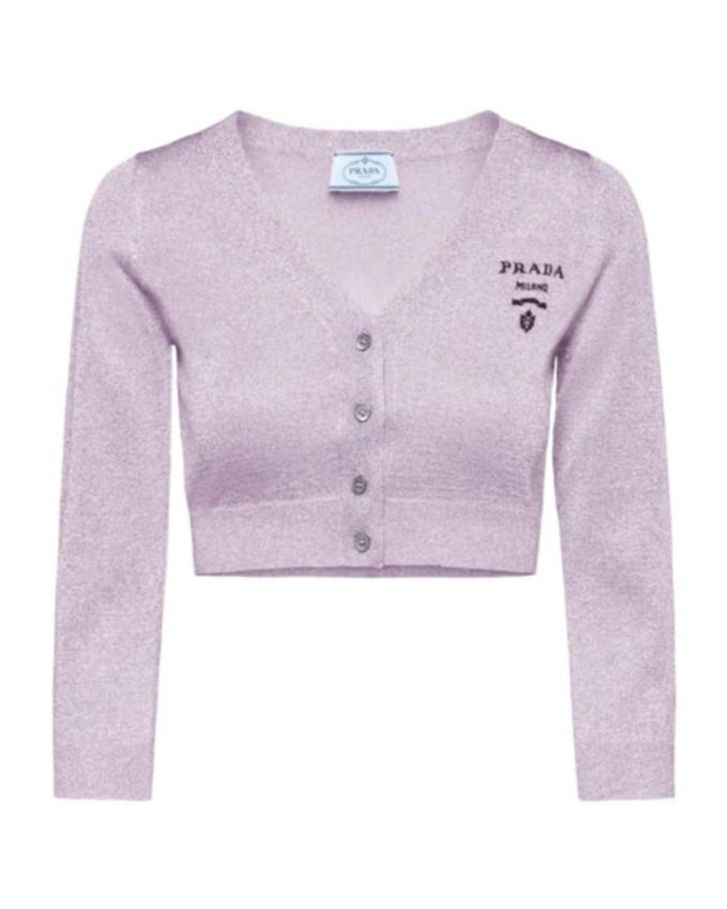 Prada Logo Inlaid Short Cardigan in Pink | Lyst