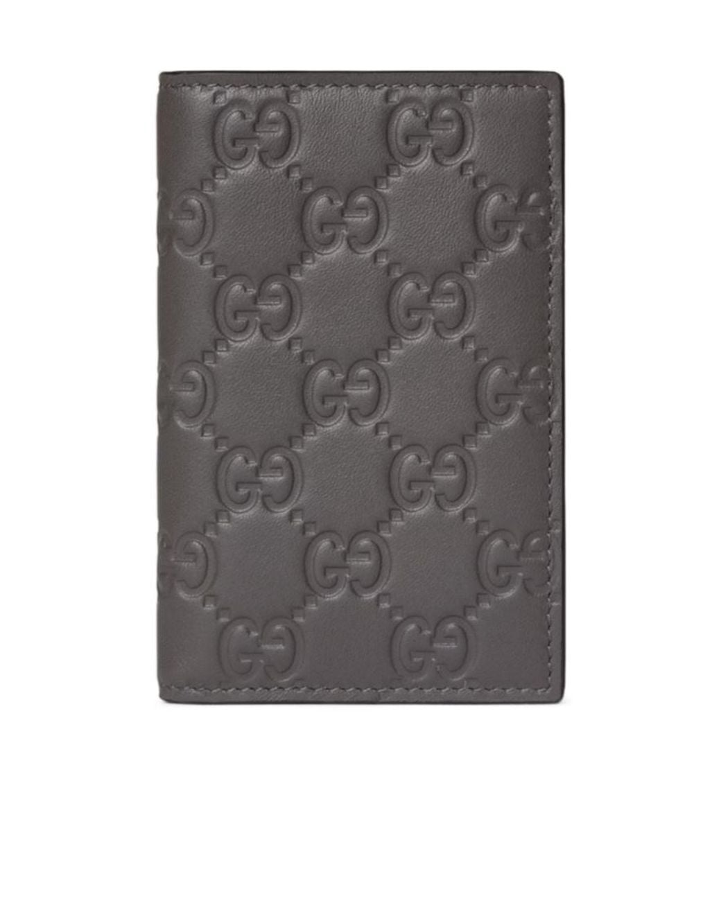 Gucci Gg Emblem Card Case in Gray for Men | Lyst
