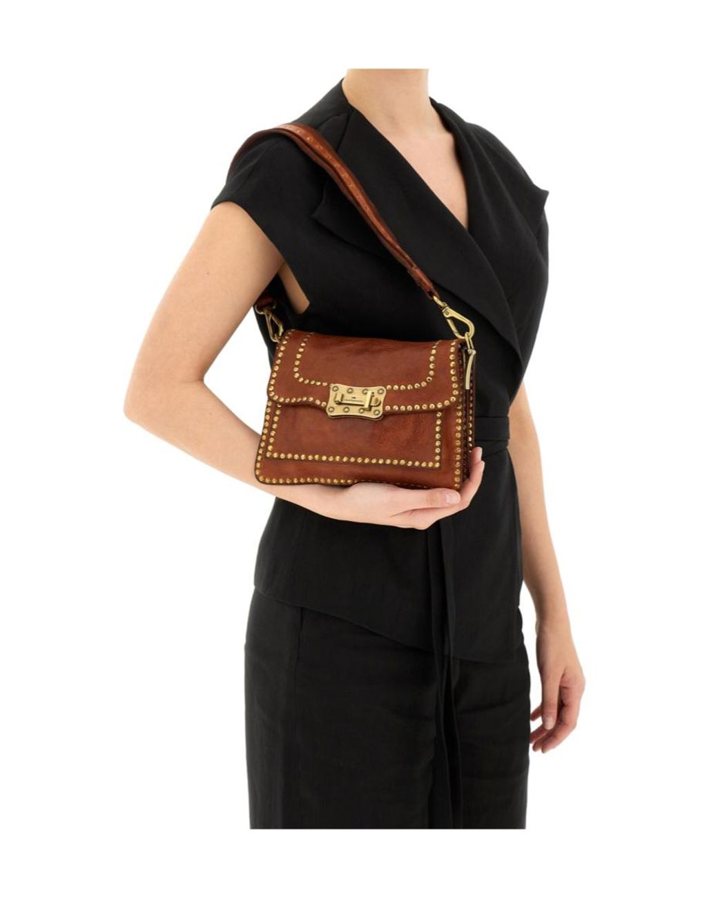 Campomaggi Embellished Shoulder Bag in Brown | Lyst