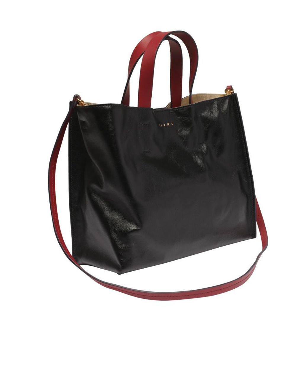 Marni Logo-Stamp Leather Tote Bag in Black | Lyst