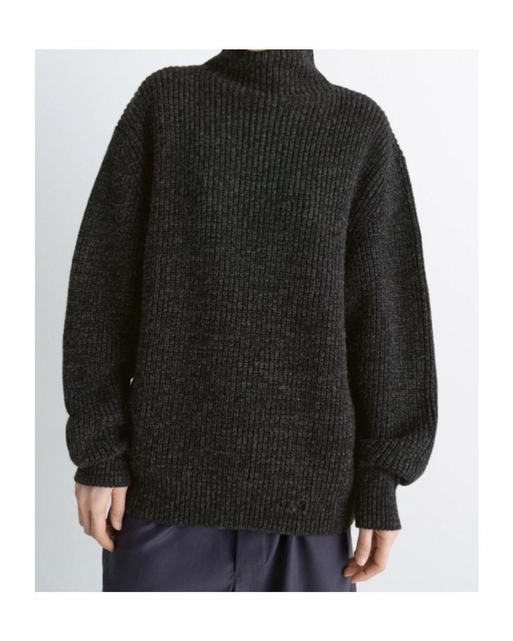Lemaire High-Neck Ribbed Sweater in Black for Men | Lyst