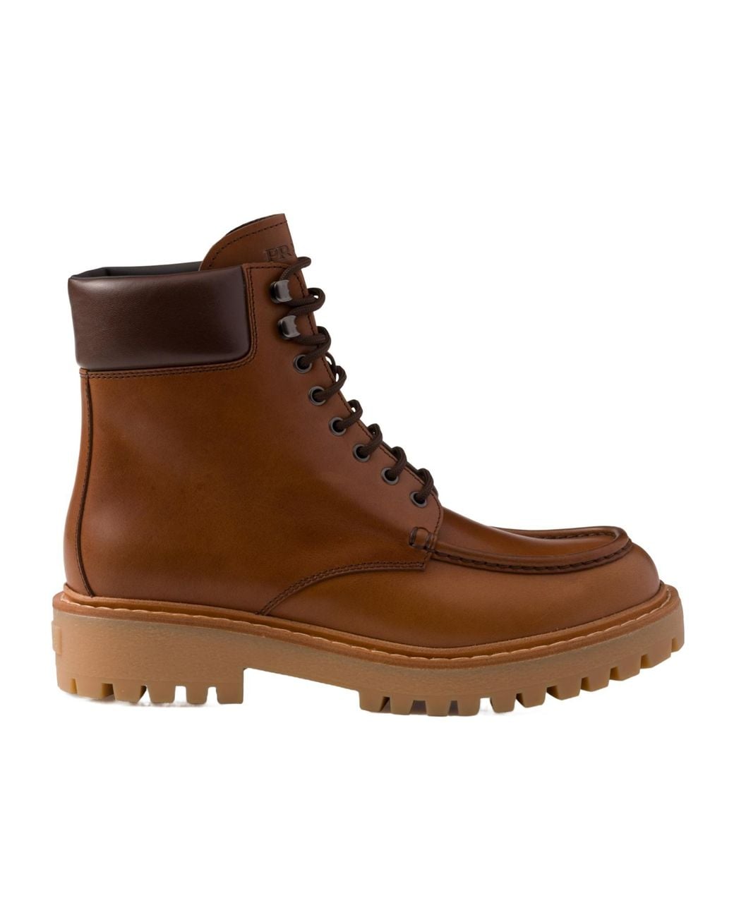 Prada Round-Toe Lace-Up Boots in Brown for Men | Lyst