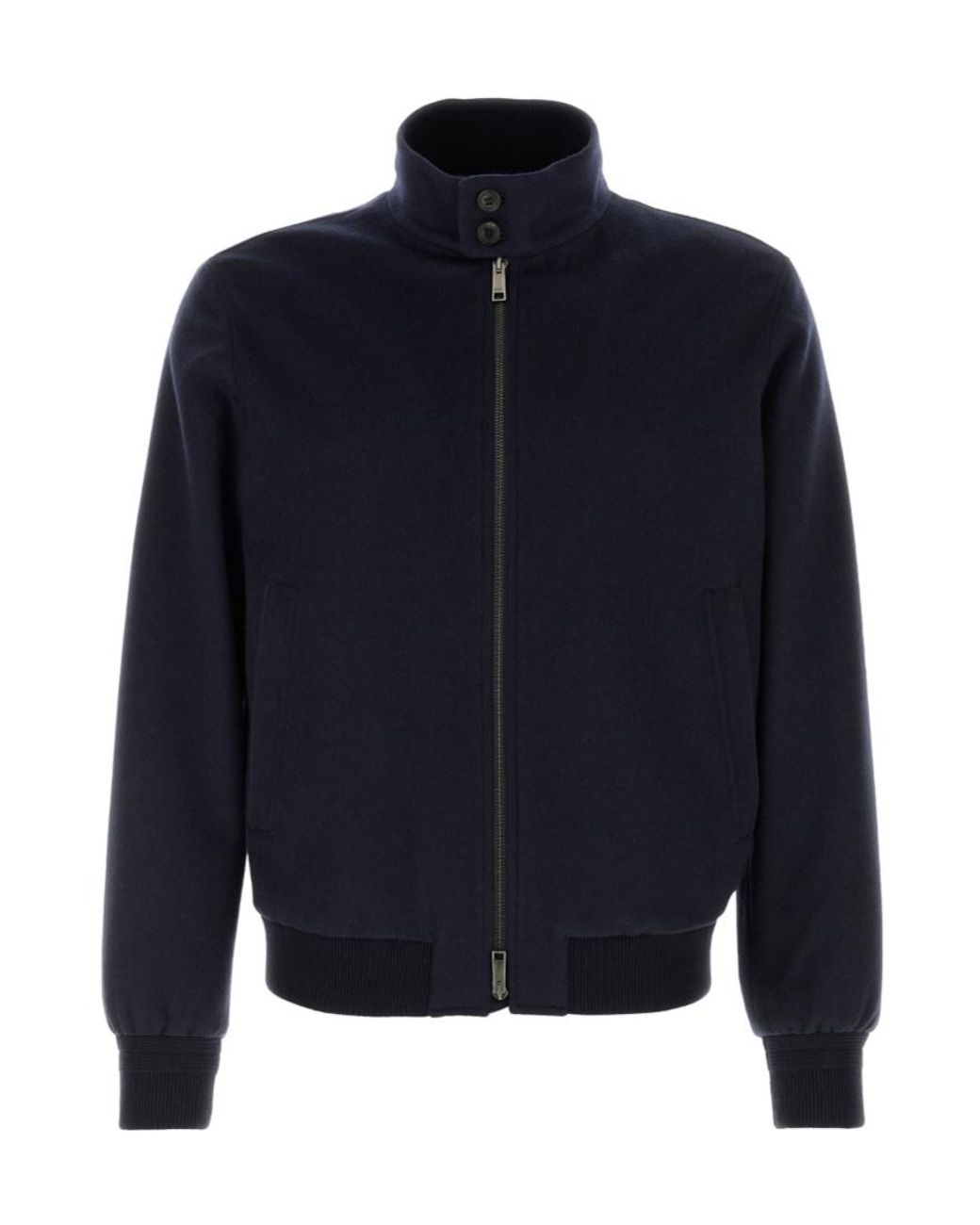 ZEGNA Zipped High Neck Bomber Jacket in Blue for Men | Lyst