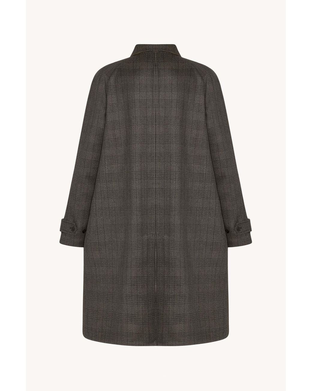 The Row Wool-Silk Check Coat in Gray | Lyst
