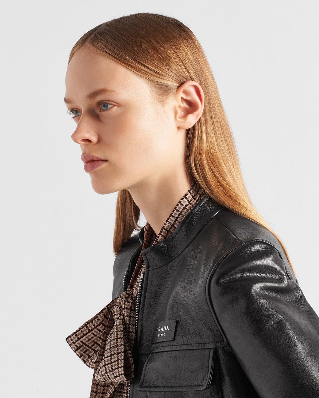 Prada Leather Jacket in Black | Lyst UK