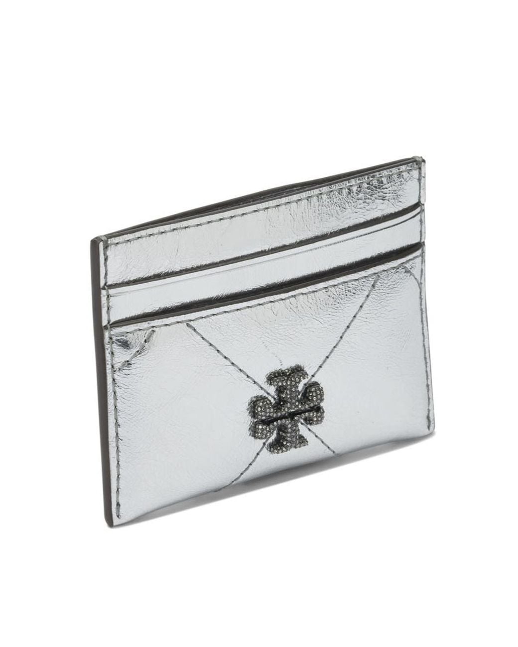 Tory Burch Logo-Embellished Card Holder in Gray | Lyst