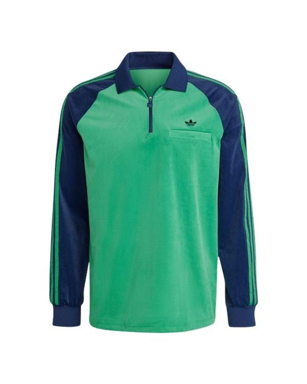 adidas Originals 70S Velvet Polo Shirt in Green for Men | Lyst