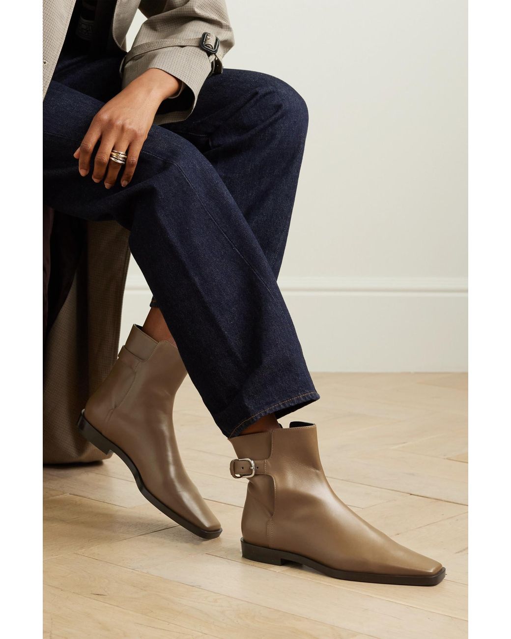 TOTEME Square-Headed Short Boots in Brown | Lyst