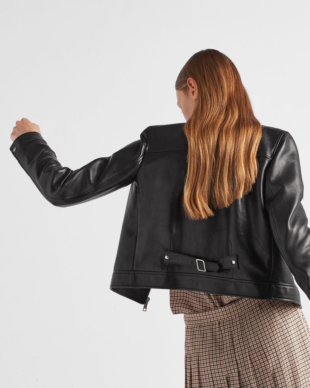 Prada Leather Jacket in Black | Lyst UK