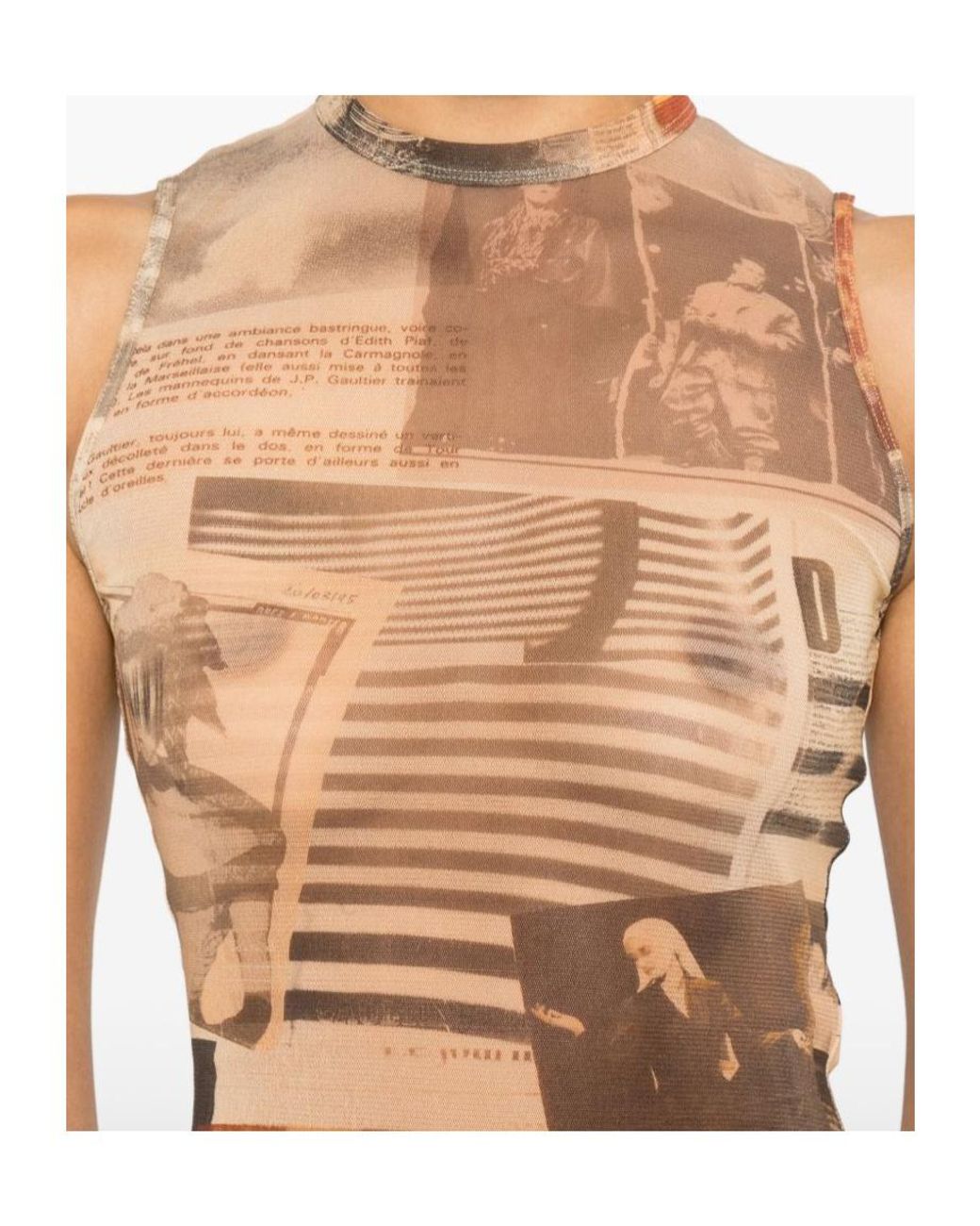 Jean Paul Gaultier Newspaper-Print Top in Natural | Lyst