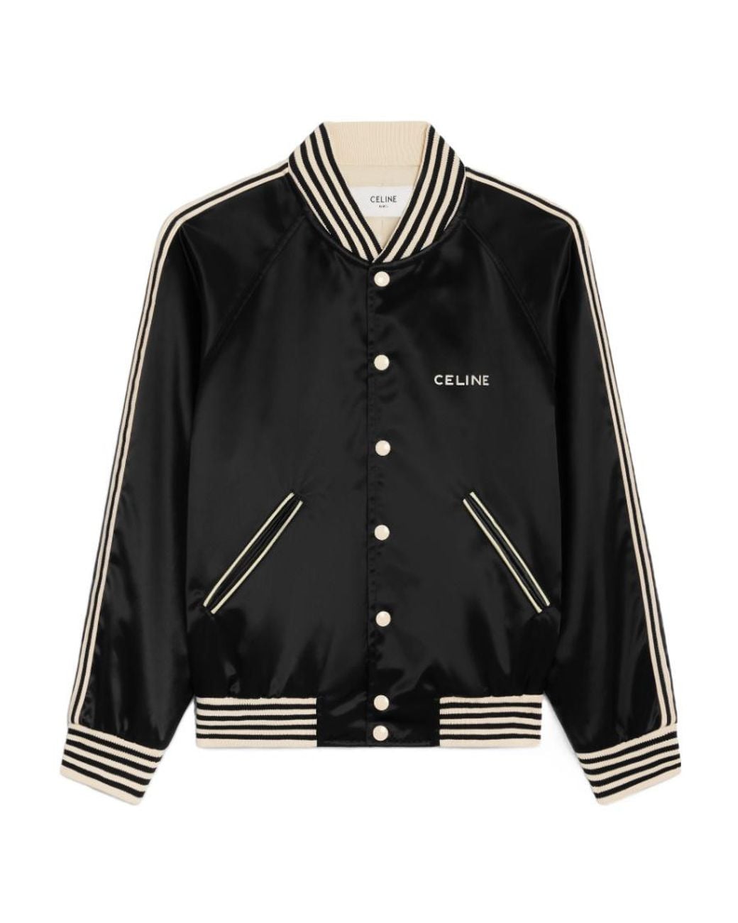 Celine Embroidered Teddy Jacket in Black for Men | Lyst UK