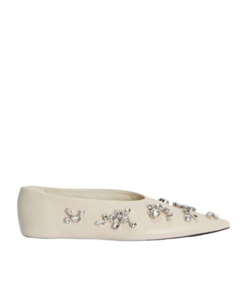 Jil Sander Embellished Ballerina Shoes in White | Lyst