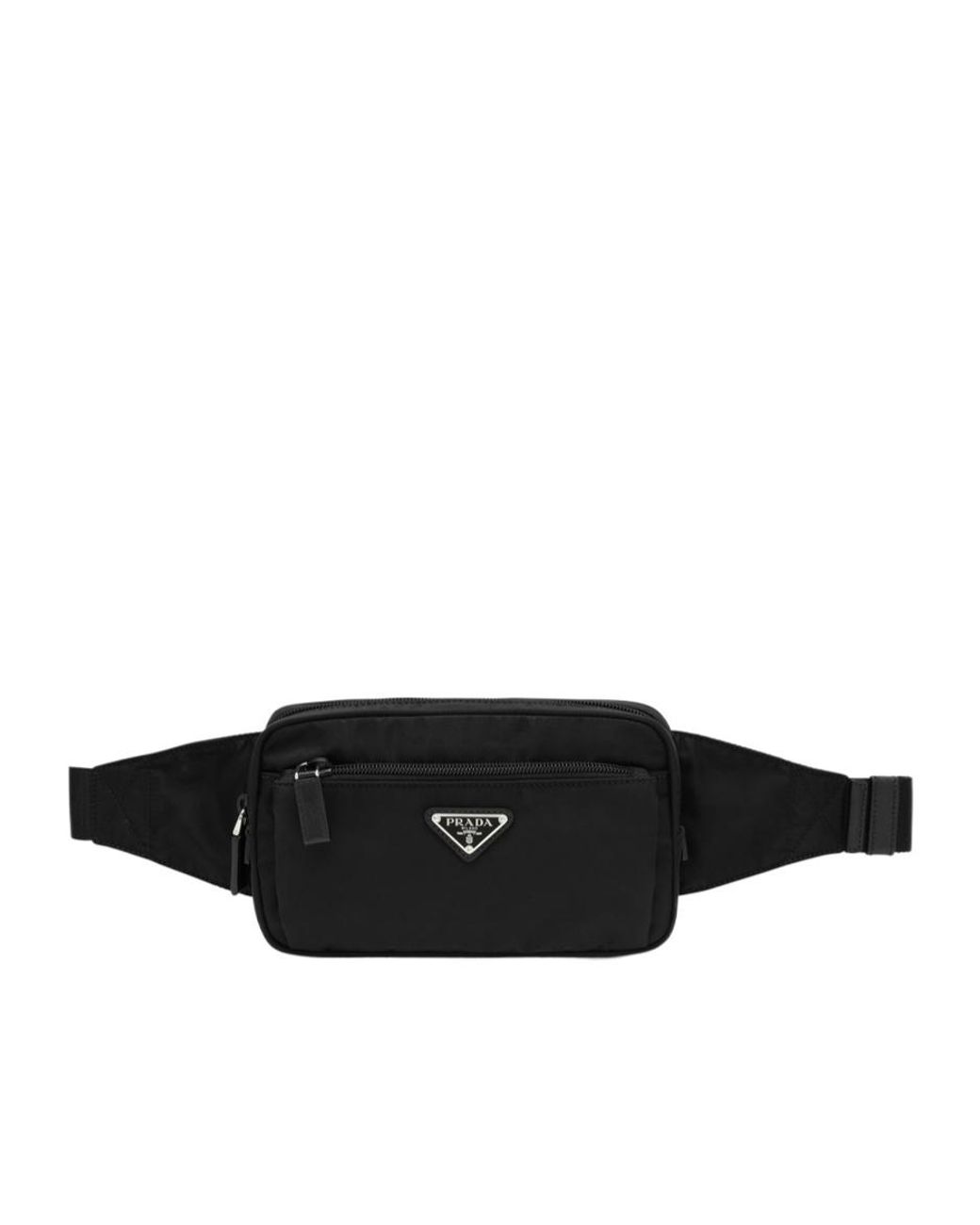 Prada Logo Nylon Waist Pack in Black for Men | Lyst