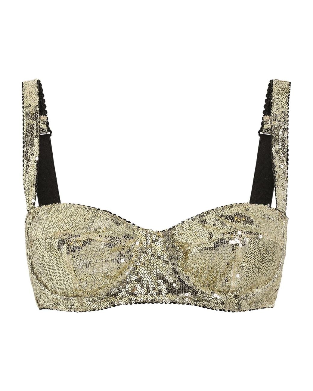 Dolce & Gabbana Sequin Embellished Bra in Natural | Lyst