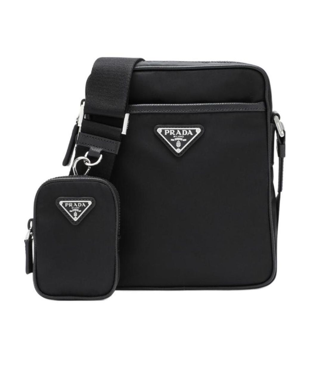 Prada Nylon Logo Satchel in Black for Men | Lyst