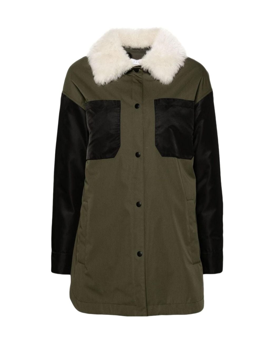 Liska Color-Coded Layered Coat in Green | Lyst