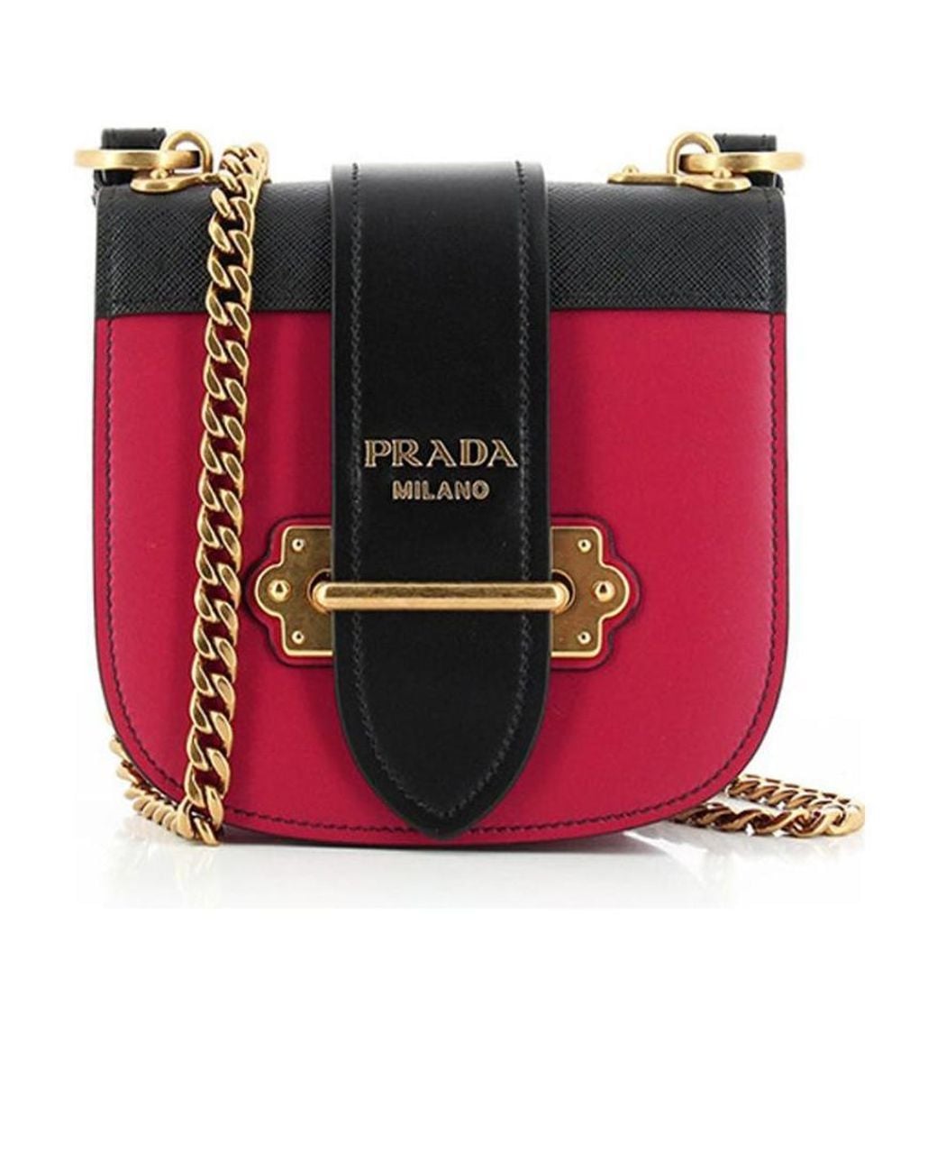 Prada Logo One Shoulder Woc in Red | Lyst