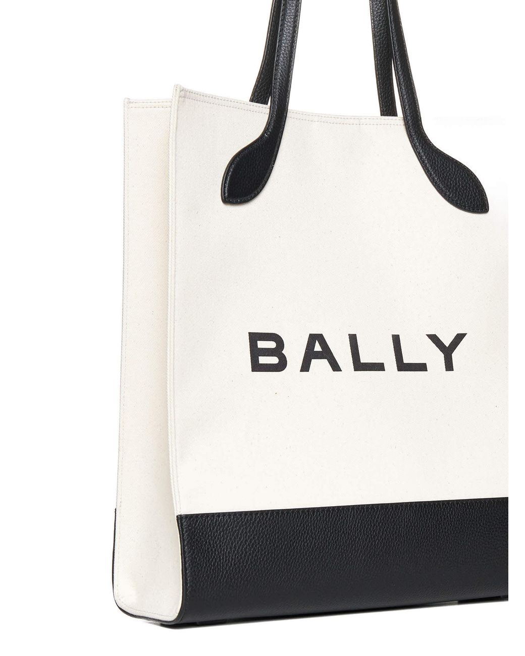 Bally Logo Canvas And Leather Tote Bag in White | Lyst