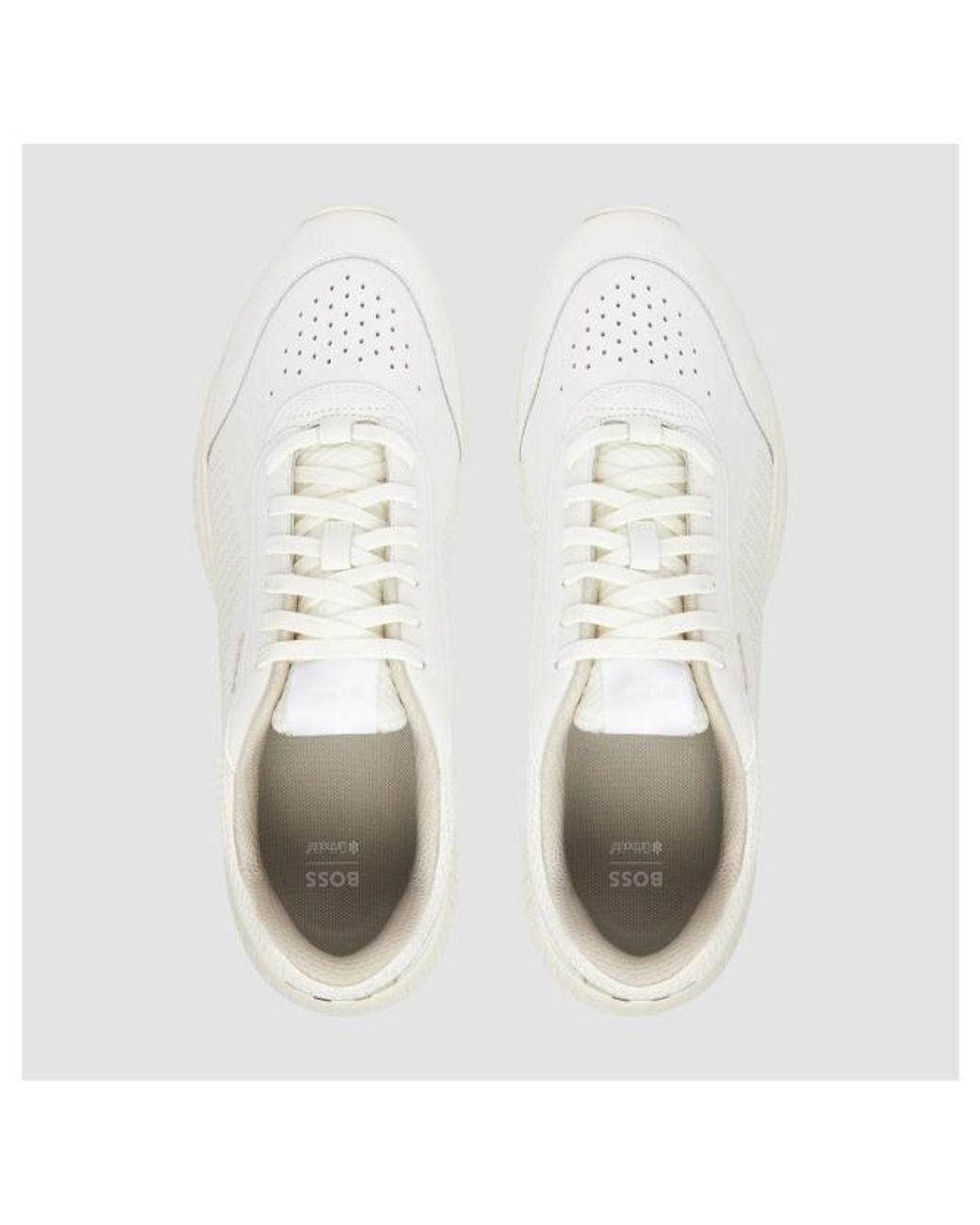BOSS Perforated Sneakers in White for Men | Lyst