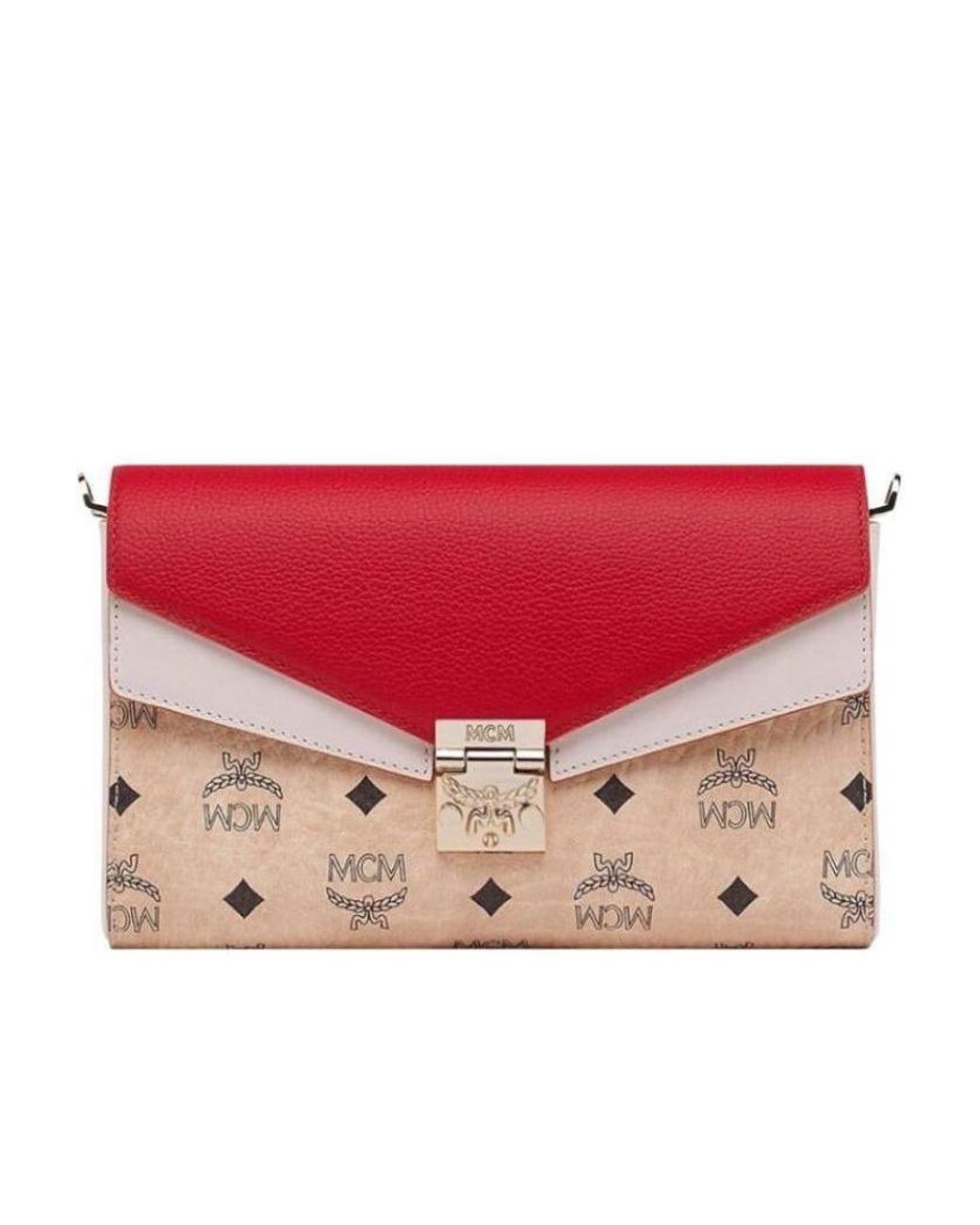 MCM Logo Flip Shoulder Bag in Red | Lyst