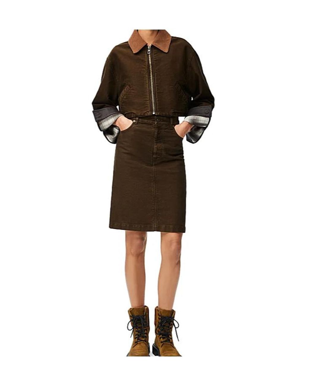 Loewe Logo Patch Regular Fit Jacket in Brown | Lyst