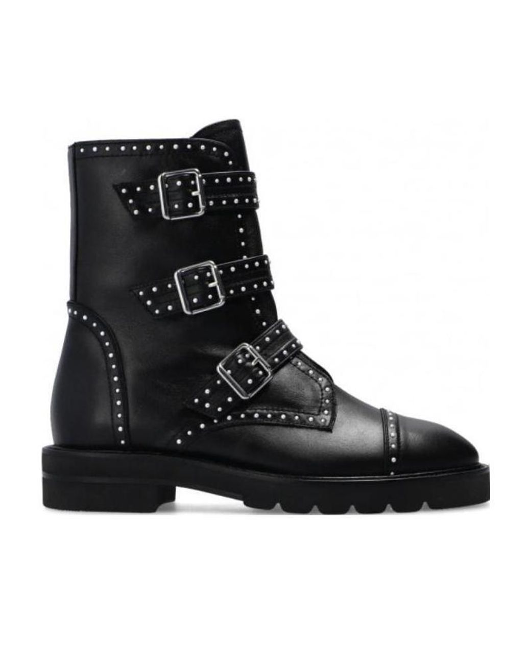 Stuart Weitzman Rivet Detail Short Boots in Black | Lyst