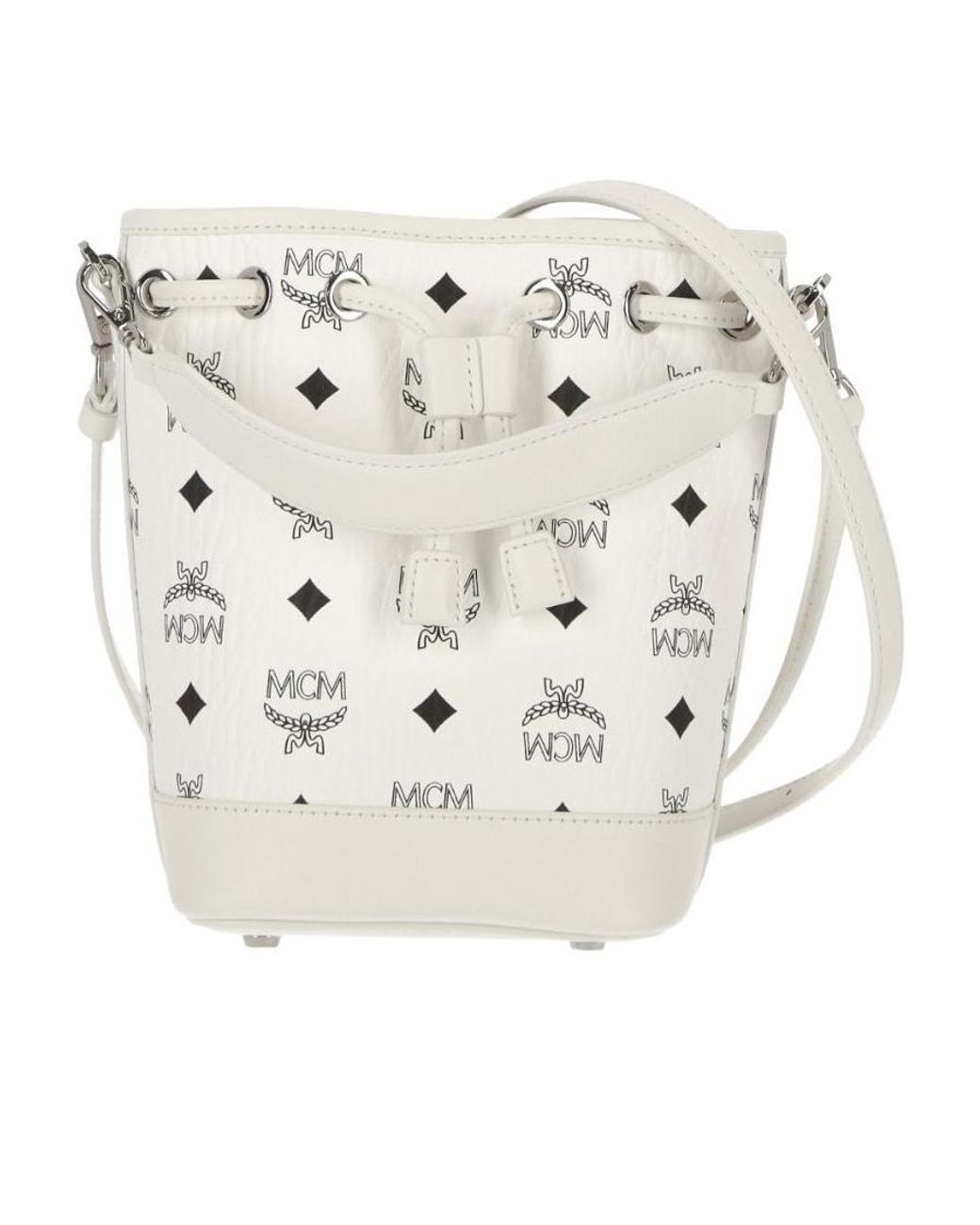 MCM Dessau Drawstring Mini Tote Bag in White | Lyst