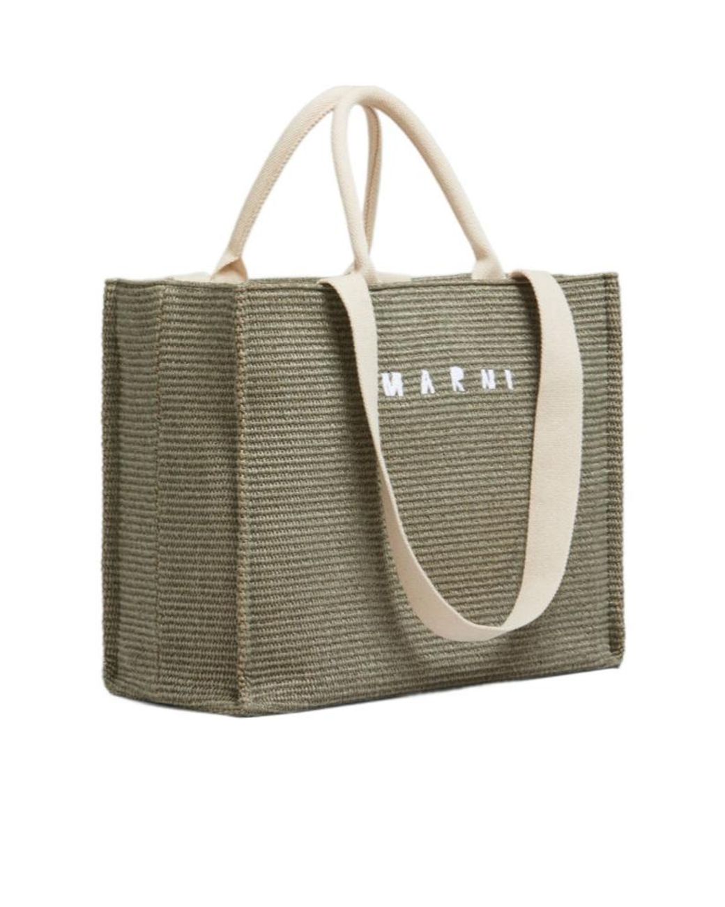 Marni Logo Embroidered Top Handle Bag in Metallic | Lyst