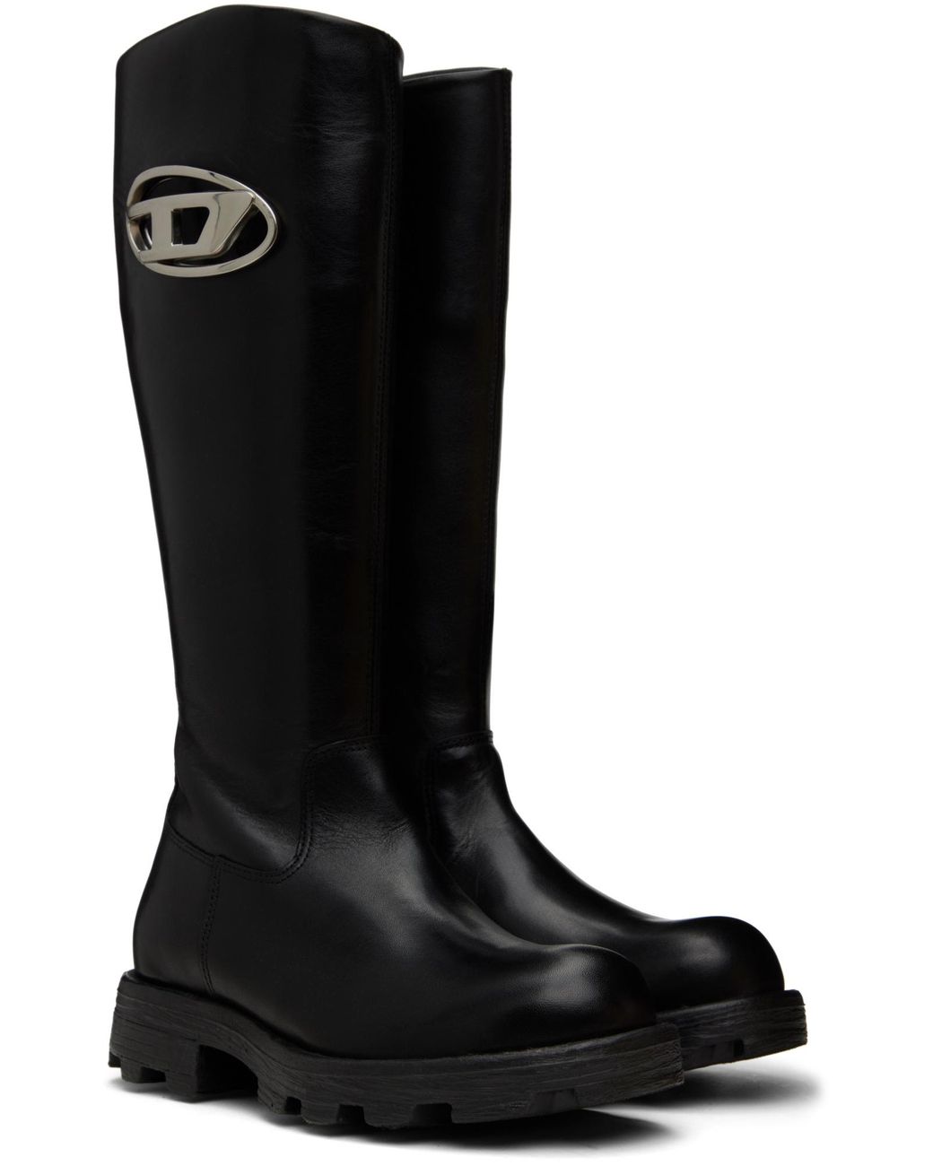 DIESEL Oval D-Logo Boots in Black | Lyst
