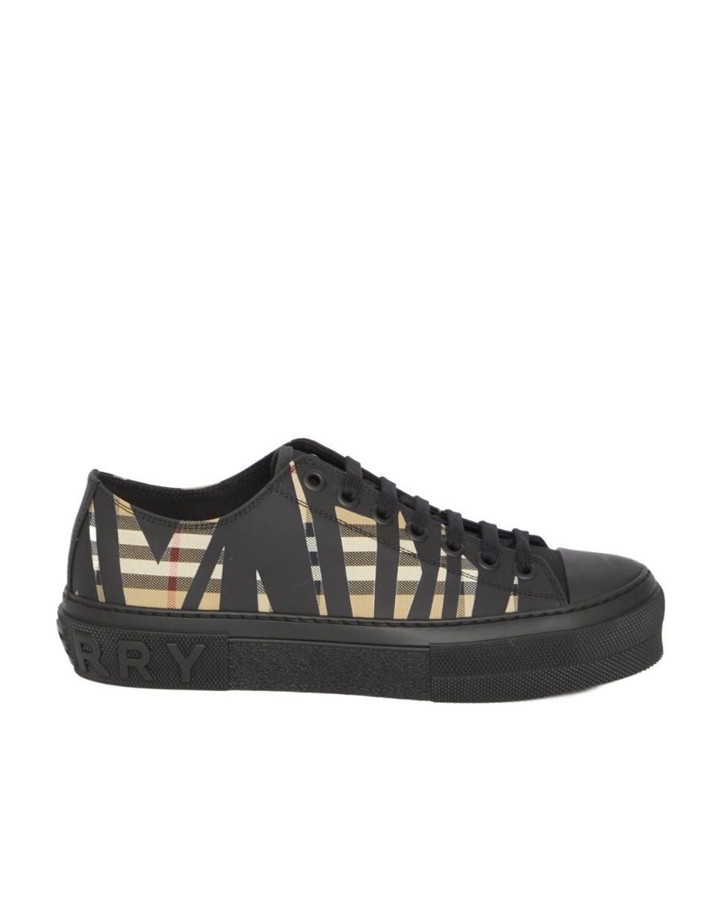 Burberry Sliced Check Cotton Sneakers in Black for Men | Lyst