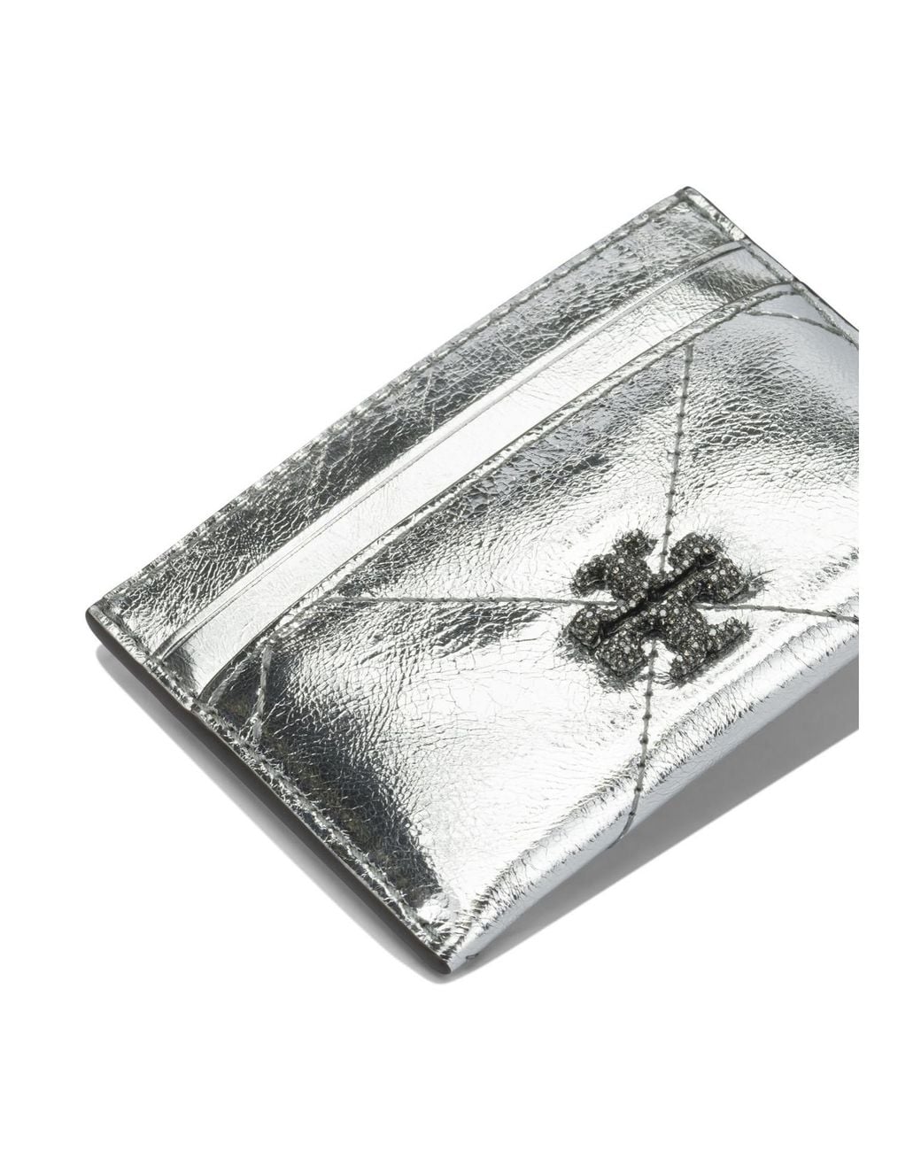 Tory Burch Logo-Embellished Card Holder in Gray | Lyst