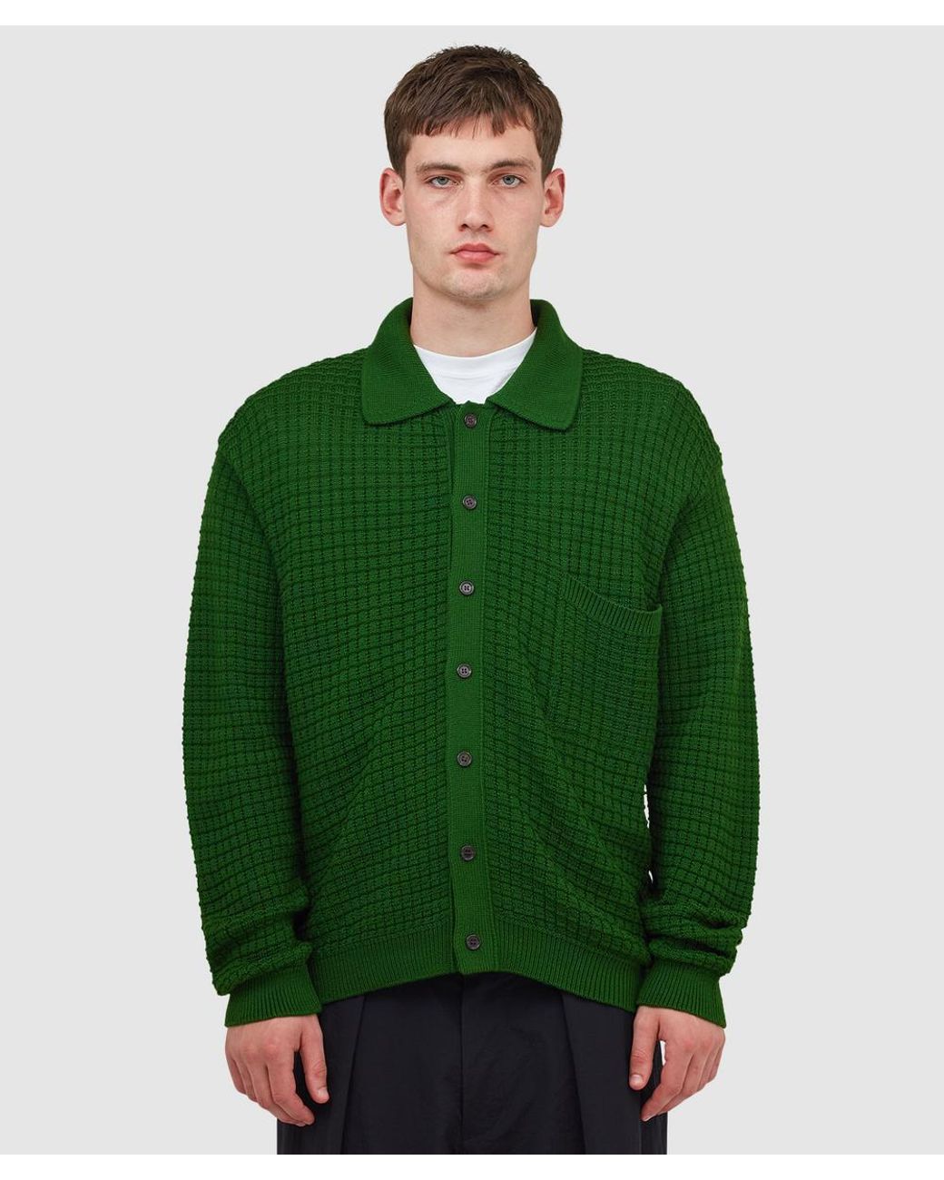 Universal Works Merino Charlie Cardigan in Green for Men | Lyst