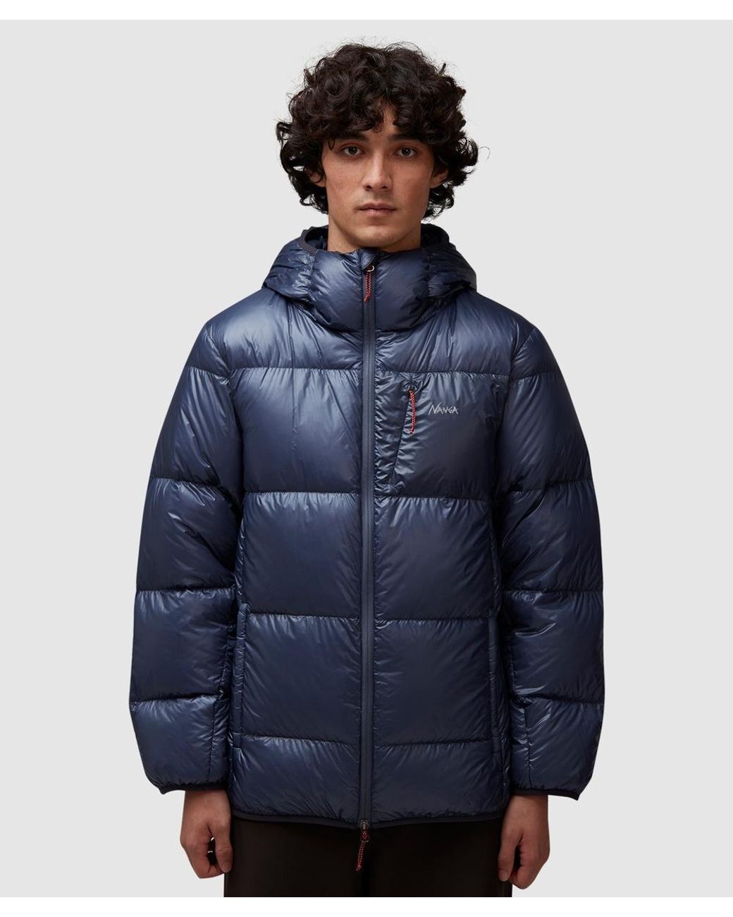 NANGA Mountain Lodge Hooded Down Jacket in Blue for Men | Lyst