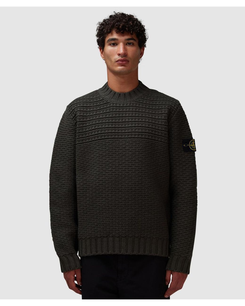 Stone Island Pure Wool Stitch Knit Sweater (Military in Black for Men ...
