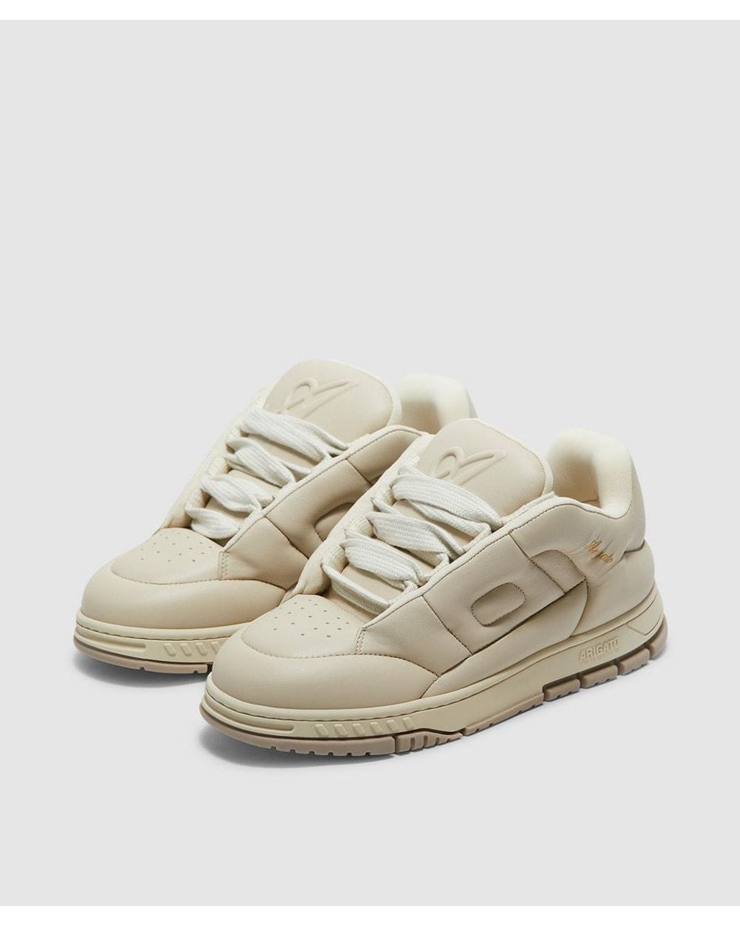 Axel Arigato Retro Basketball Puffed Leather Sneakers in Natural | Lyst