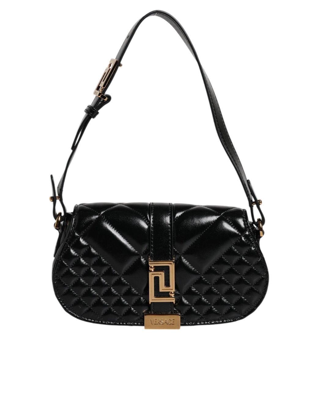Versace Black Calf Leather Quilted Shoulder Strap Bag for Men | Lyst