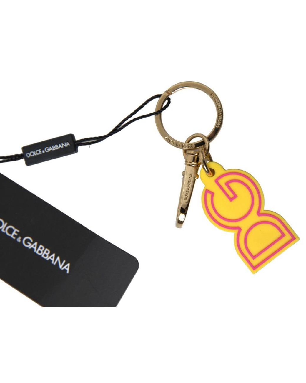 Dolce & Gabbana Rubber Dg Logo Brass Metal Keyring Keychain in Metallic ...