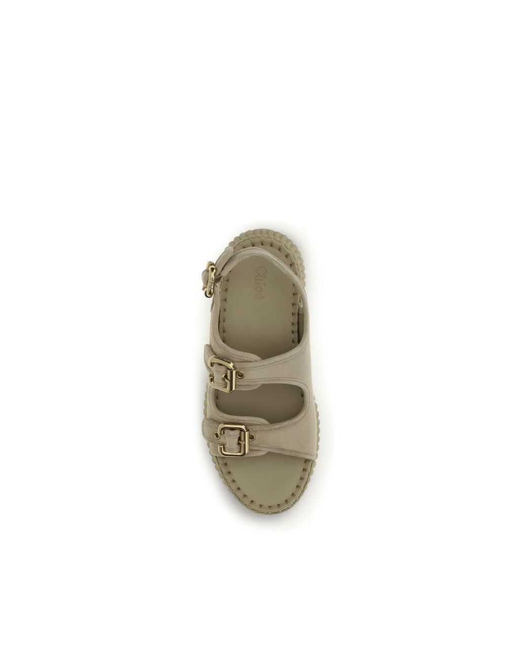 Chloé Beige Calf Leather Bos Taurus Platform Sandals in Green | Lyst