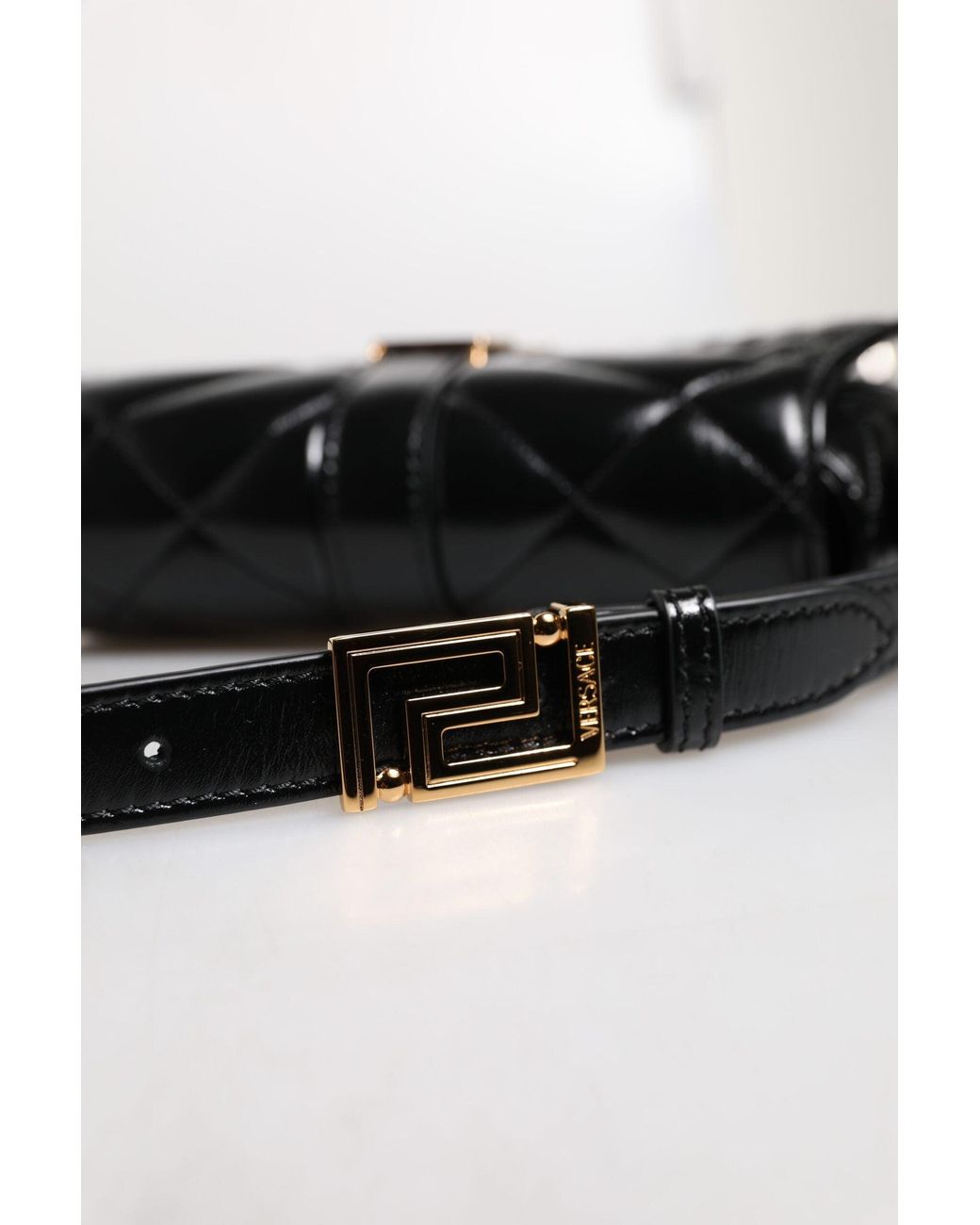 Versace Black Calf Leather Quilted Shoulder Strap Bag for Men | Lyst