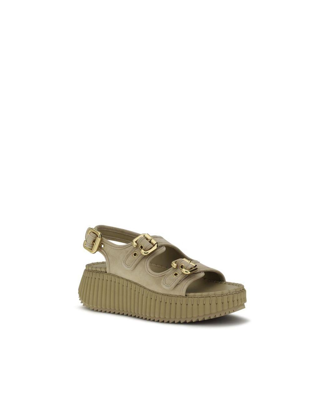 Chloé Beige Calf Leather Bos Taurus Platform Sandals in Green | Lyst